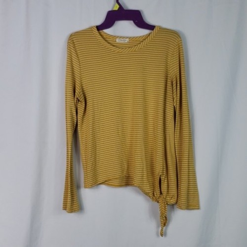 Olivia Rae Women's Long Sleeves Tee Shirt Ladies Tops Stripes Mustard ...
