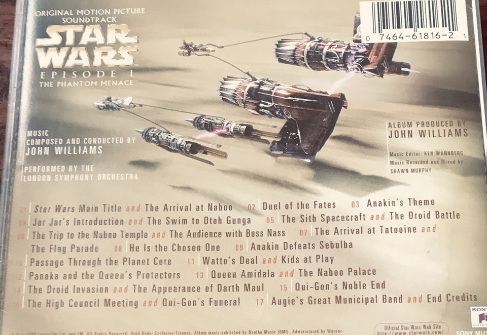 STAR WARS EPISODE 1: The Phantom Menace Soundtrack ; LN CD Free ...