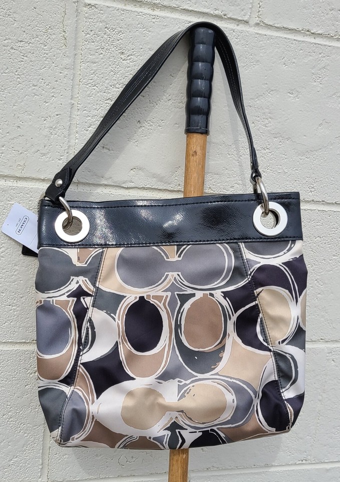 Coach Madison Optic Fabric Print Satin Shoulder Bag F17649 | eBay