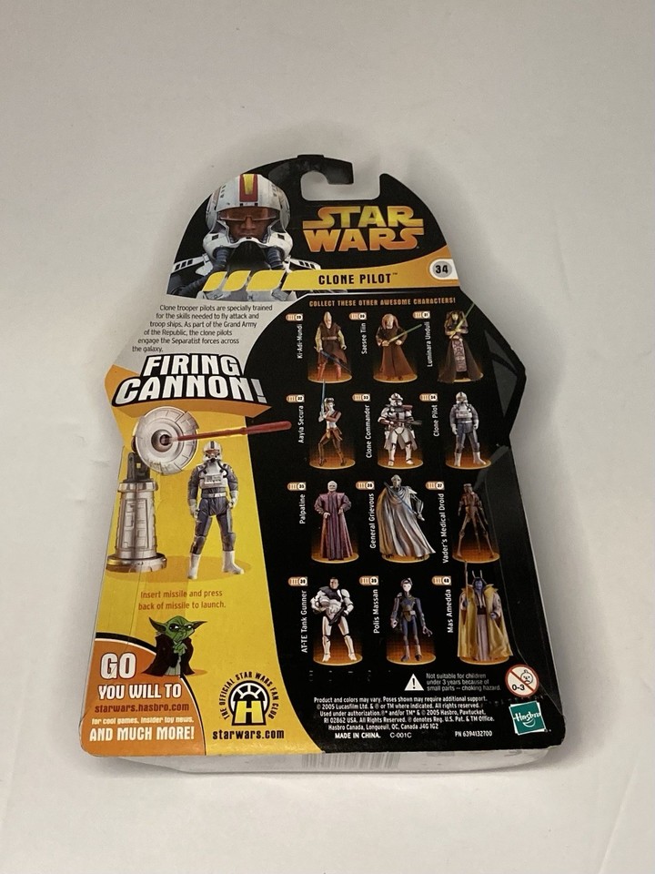Star Wars Revenge Of The Sith Clone Pilot Action Figure 34 Hasbro 2005 ...