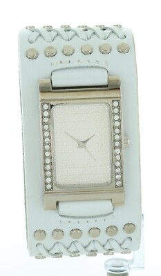 Quartz Women’s Watch Silver Face White Genuine Wide Leather Band | eBay