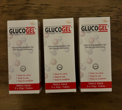 3x GlucoGel Oral Glucose Gel Triple Pack - Total 9 x 25g tubes - Free ...