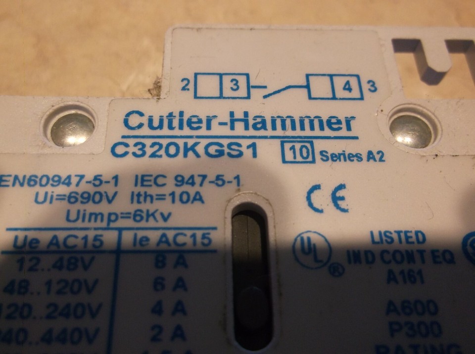 Cutler Hammer C320KGS1 Series A2 Side Mount Auxiliary Contact | eBay