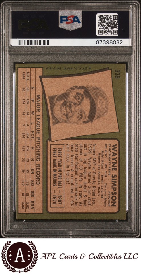 1971 Topps #339 Wayne Simpson PSA 8 | eBay