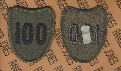 US Army 100th Infantry Division OD Green & Black BDU uniform patch m/e ...