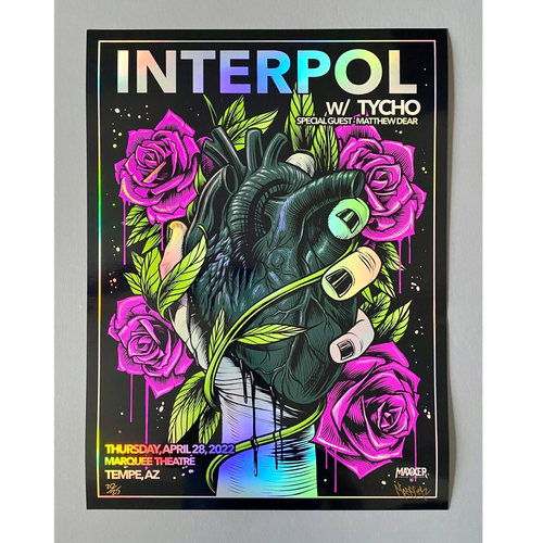 *Rare Foil* INTERPOL w/ TYCHO Concert Poster AP S/N x/25 Tempe AZ 2022 ...