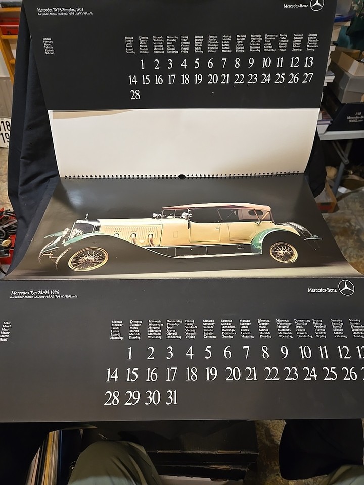 Vintage OEM 1983 Mercedes-Benz Calendar large 19"x11" loaded w/ vintage ...