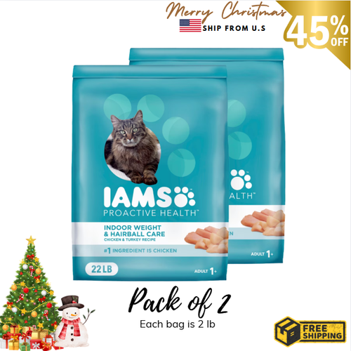 2 pack Iams Proactive Health Indoor Weight and Hairball Care Dry Cat ...