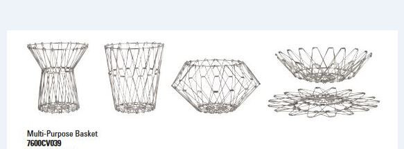 METAL COLLECTION MULTI-PURPOSE FOLDING BASKET STAINLESS STEEL ART THE ...