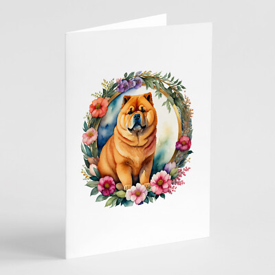 Chow Chow and Flowers Greeting Cards and Envelopes Pack of 8 ...