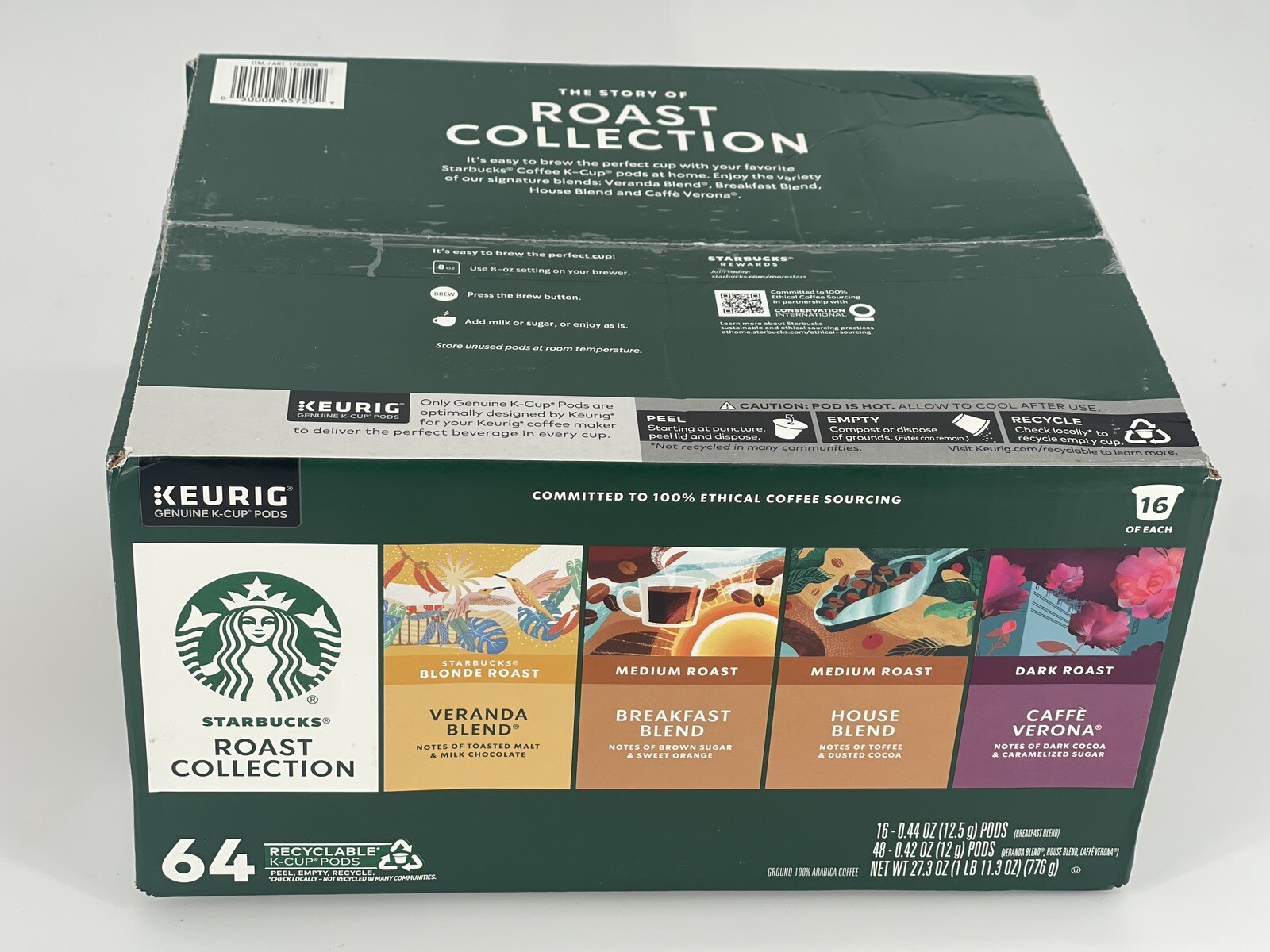 Starbucks Roast Collection K-Cup Variety Pack Classic Roasts Keurig (64 ...