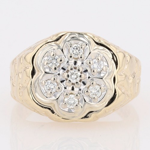 .13ctw Round Cut Diamond Cluster Nugget Band Ring 14k Multi-Tone Gold ...