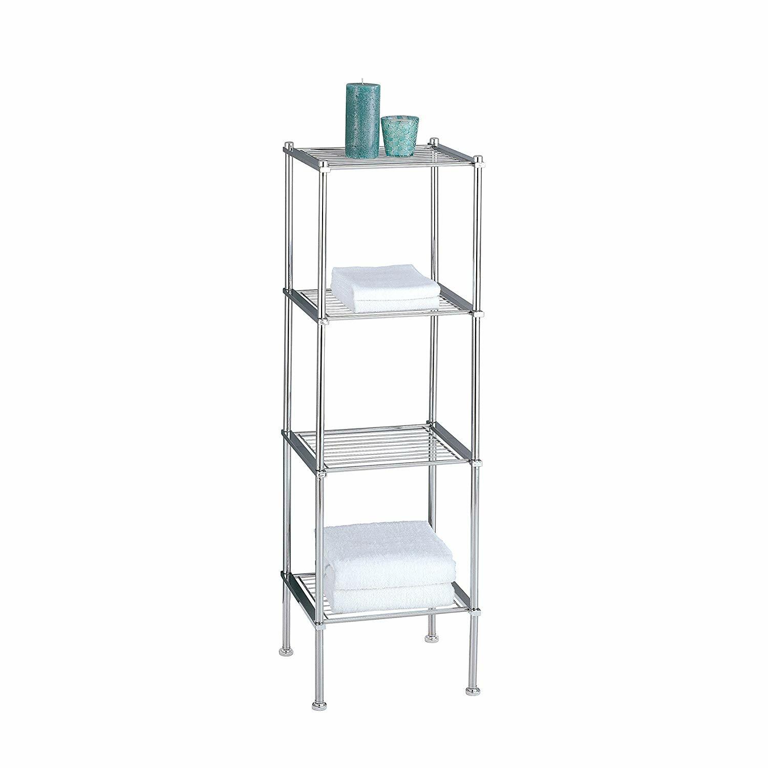 Chrome 4 Tier Wire Narrow Shelving Storage Rack Organizer Tower Kitchen ...