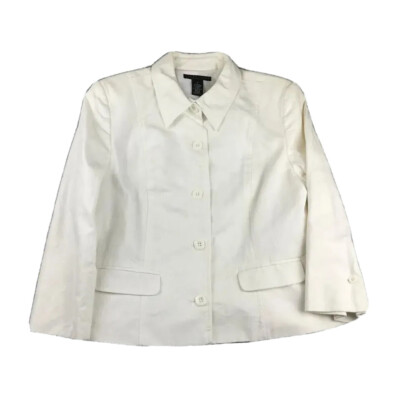 Apostrophe Jacket Womens 16 White Floral Lined Button Up Long Sleeves ...