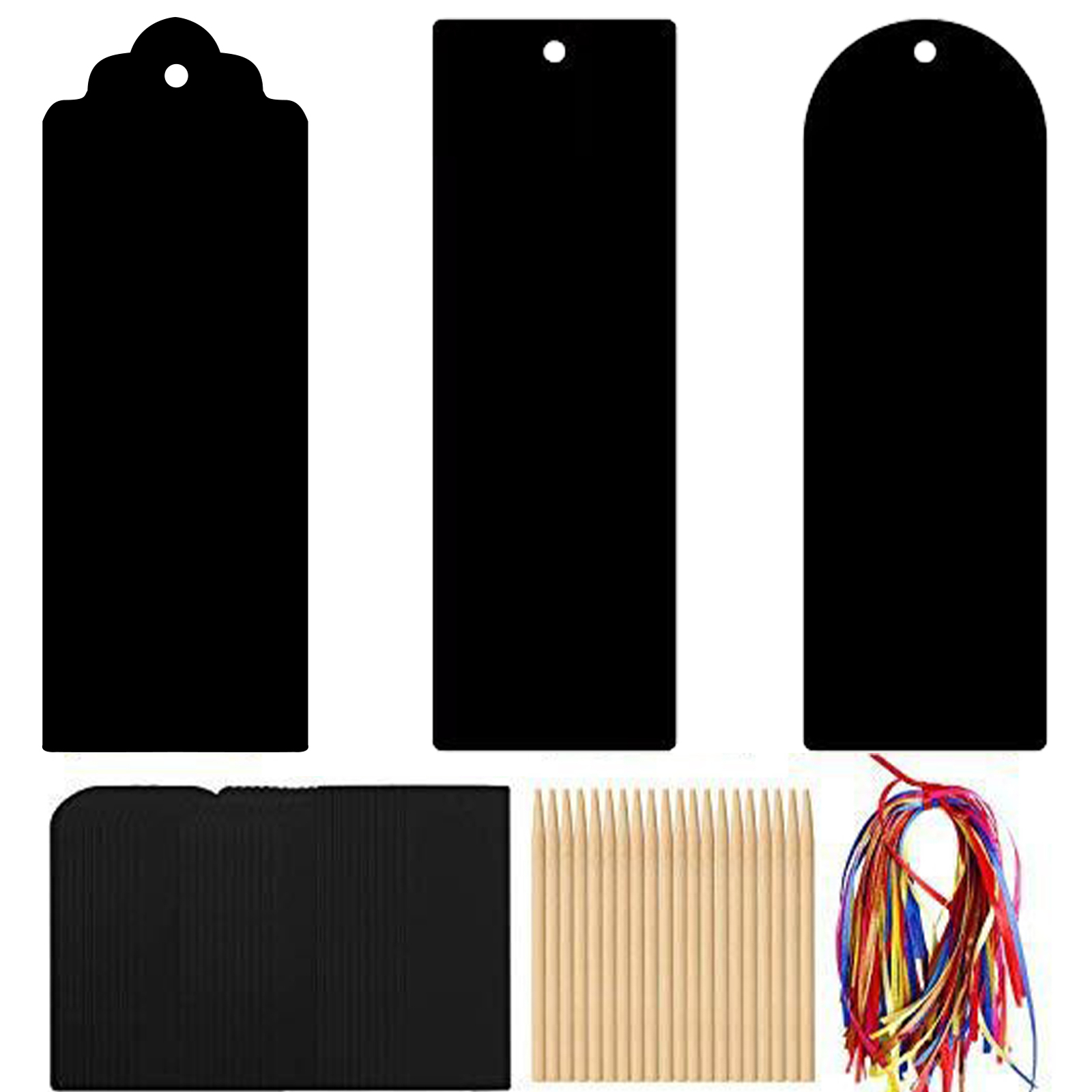 48pcs Colored Scratch Paper with 48 Ribbons Drawing Scratch Bookmarks ...