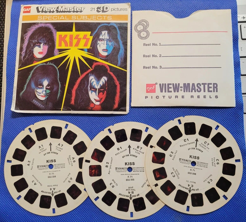 VINTAGE gaf K71 KISS Rock Music Band Special view-master 3 Reels Packet ...