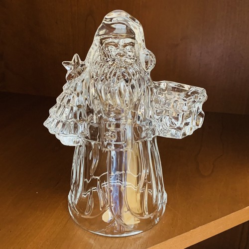 Vintage Lead Crystal Glass Santa Claus Candle Holder Figurine 7 1/2 ...