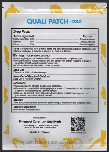 Quali Patch - Cold Pain Relief Patch - 3 Pack - 2 sheets per pack | eBay