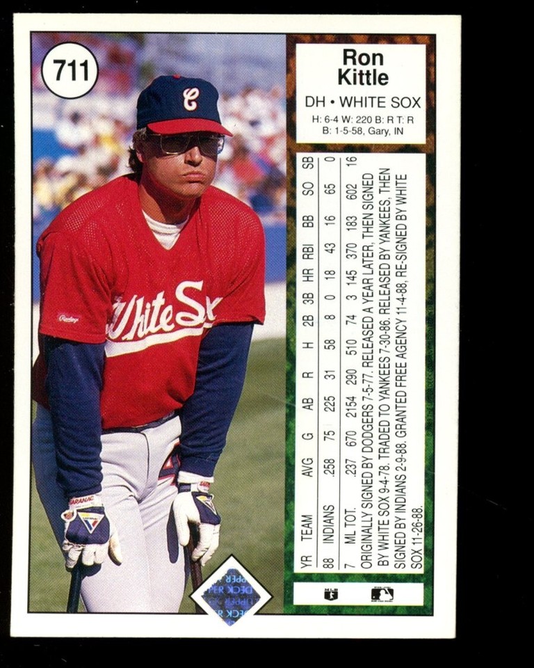 Ron Kittle 1989 Upper Deck #711 Chicago White Sox Vintage IP Signed ...