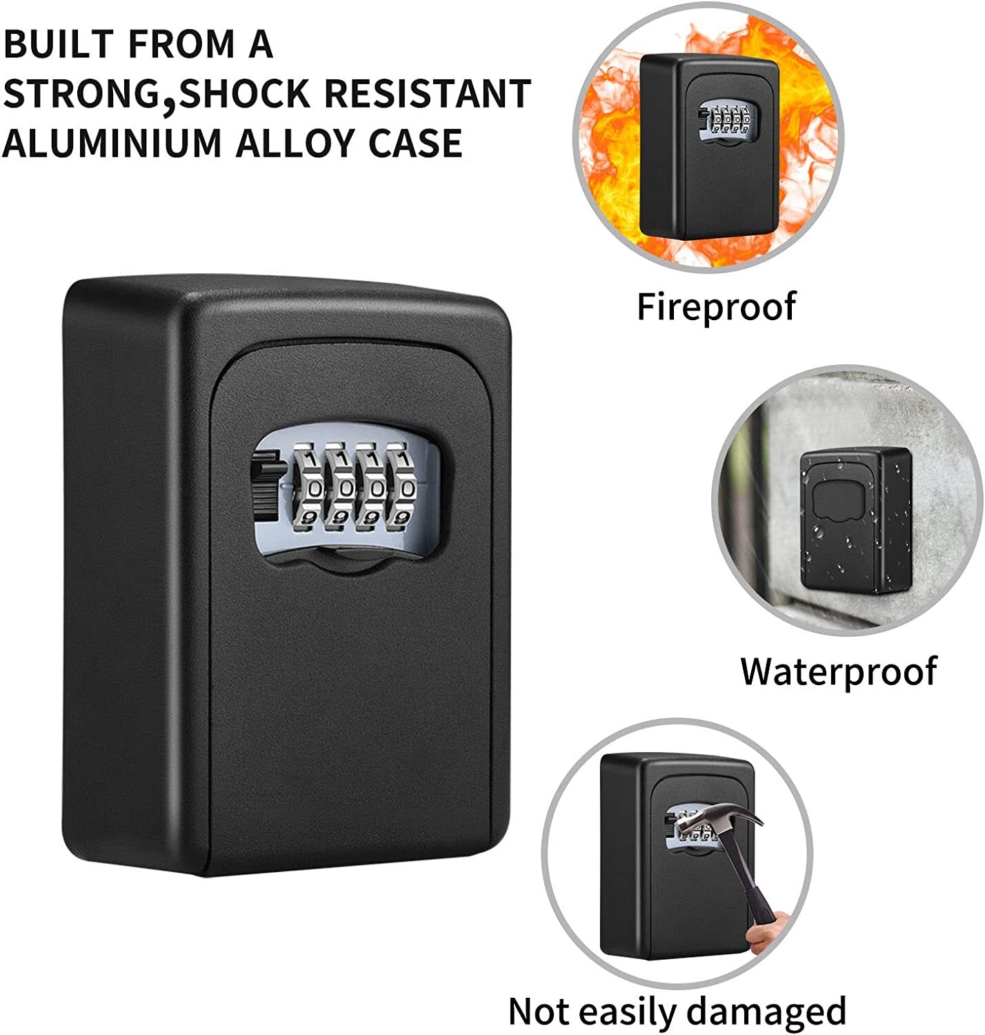 Key Safe 4 Digit Combination Key Safe Wall Mounted Outdoor Security Key ...