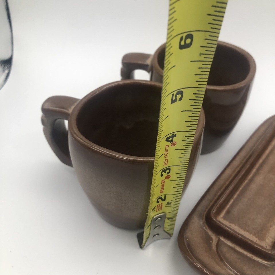 Set of 2 Frankoma Pottery Mugs Brown Satin Coffee 5C/ Butter Plt MCM ...