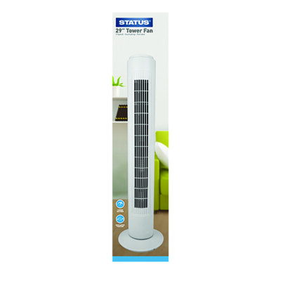 29" White Tower Fan - Oscillating - 3 Speed Settings 5414886289971 ...