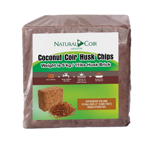 Coco Husk Chip - Premium Husk 5Kg/11 Lbs Block, Expands to 17 Gallon ...