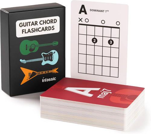 Guitar Chord Flash Cards - Acoustic & Electric Guitar Learning Cheat ...