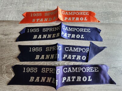 Vintage 1955 BSA Camporee Award Blue Red Banner Standard Patrol Ribbon ...