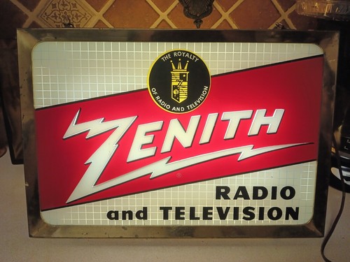 Vintage Zenith Radio & Television Glass Double Sided Light-Up ...