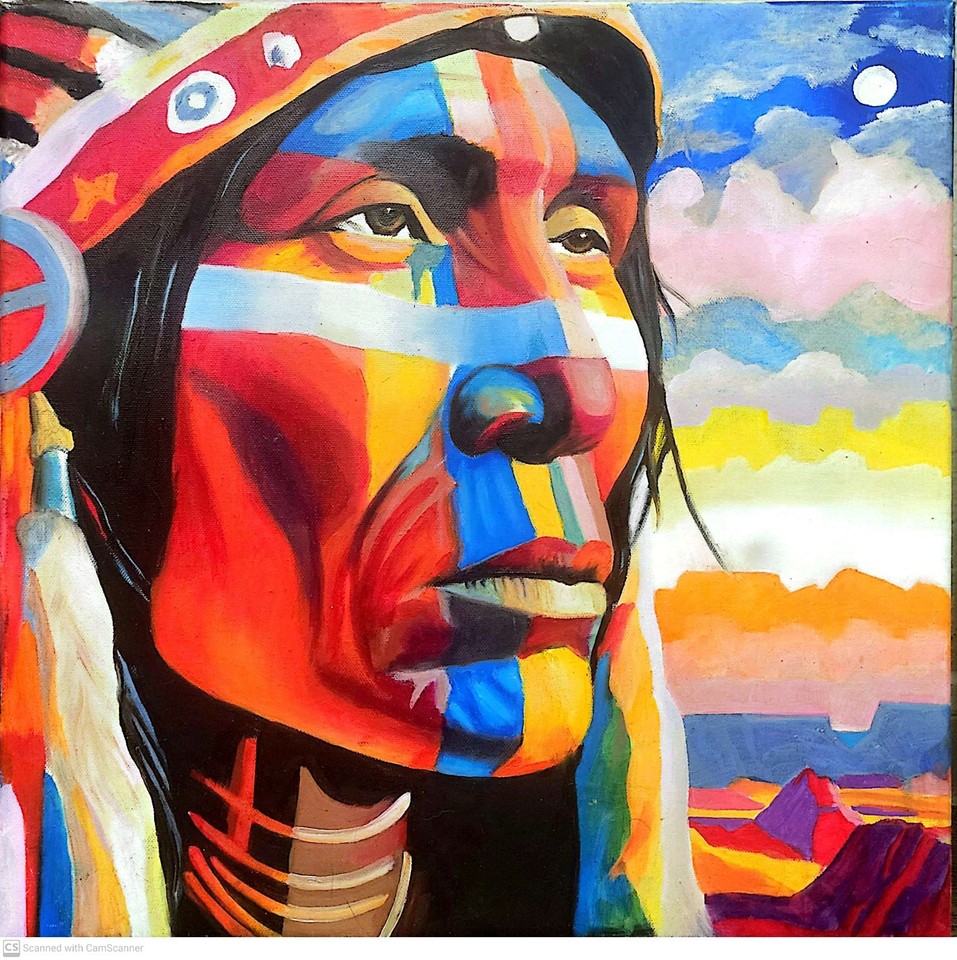 ORIGINAL one Of A Kind Oil Painting. Native American Influenced Art. | eBay