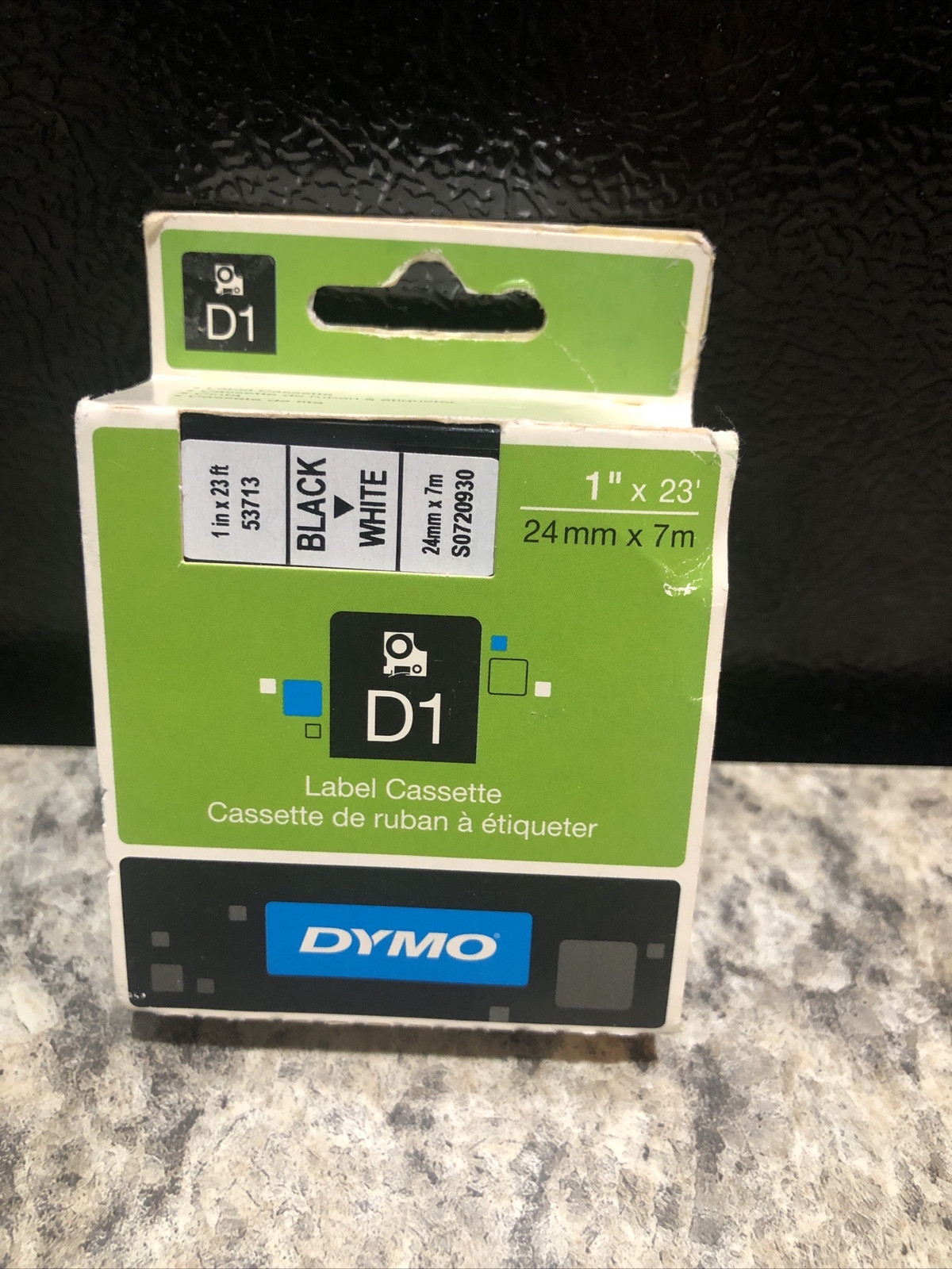 DYMO D1 LABEL CASSETTE TAPE BLACK PRINT WHITE 1" X 23' 53713 NEW | eBay