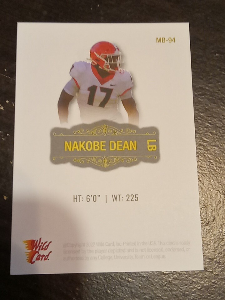 2022 Wild Card Nakobe Dean MB-94 | eBay