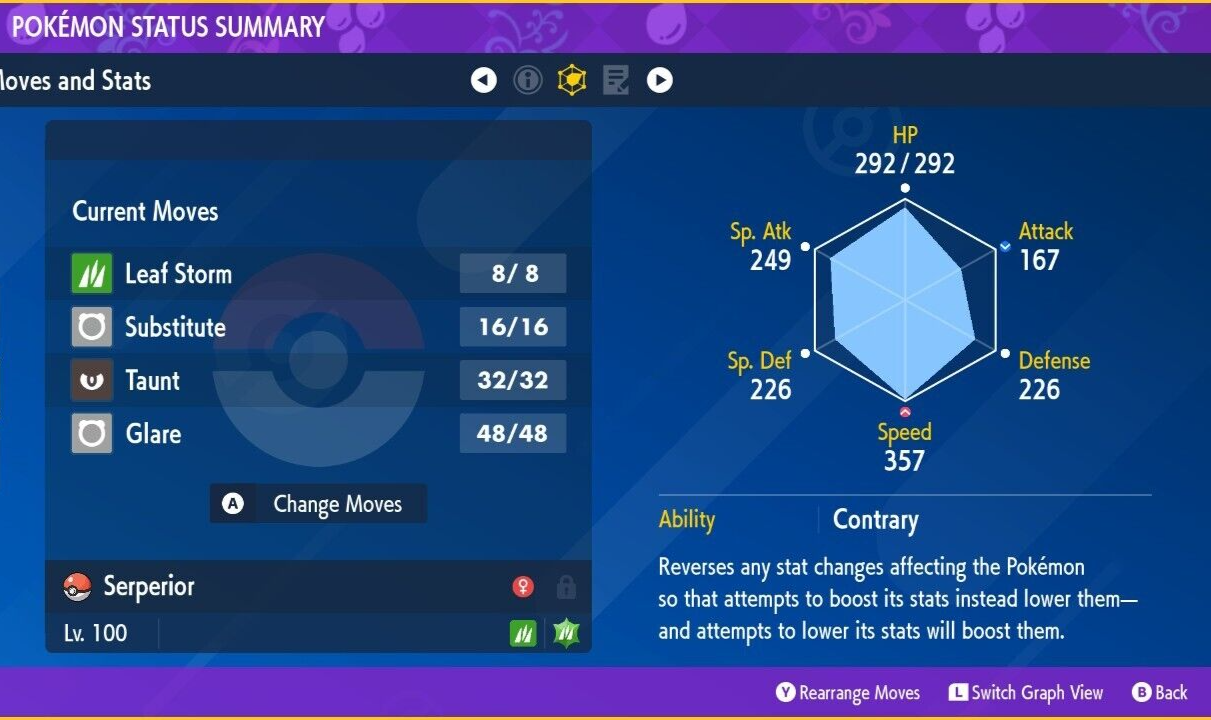 Shiny Serperior 6IV Lv. 100 Timid Nature Contrary Pokemon Scarlet ...