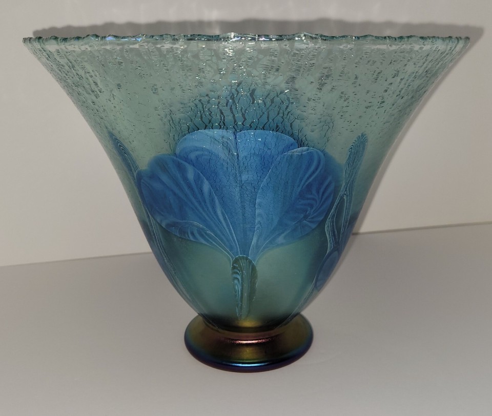 Vintage Signed Richard Satava Iridescent Art Glass Vase 1522 | eBay