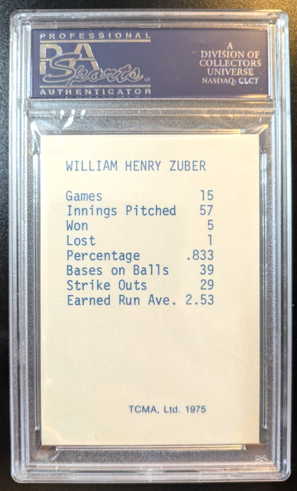 1975 TCMA Bill Zuber 1946 Boston Red Sox PSA 8 NM-MINT POP 1 Highest ...