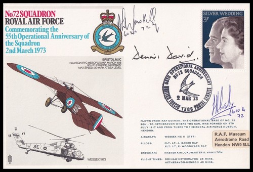 DENNIS DAVID, IVOR COSBY & ARCHIE WINSKILL Signed No.72 Squadron RAF ...
