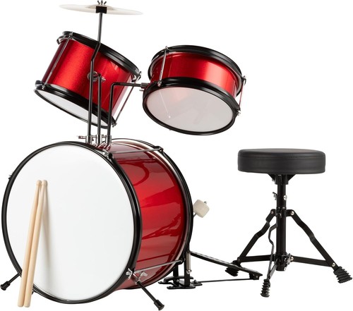 Kids Drum Set 3 Piece Drum Kit with Cymbal 2 Toms Bass Drum and Pedal ...
