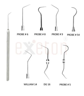Dental Explorer Probe #6 Probe #8 Probe #9 Probe #54 #DG16 Probe #5 ...