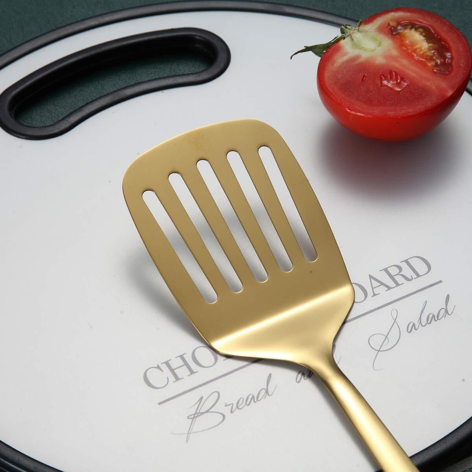 Gold Spatulas Slotted Turner Titanium Gold Plating Metal Spatulas ...