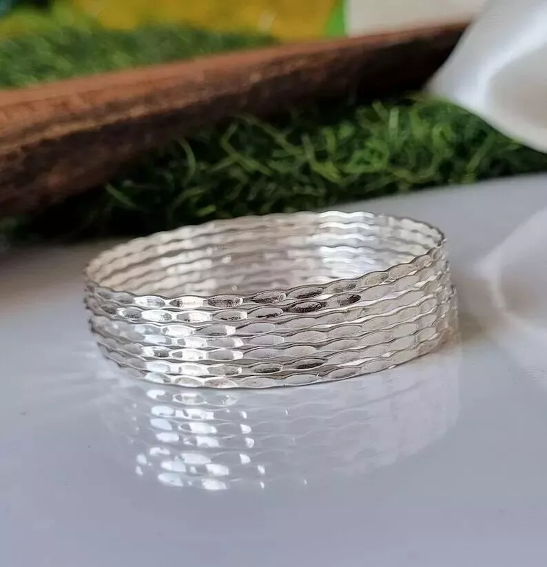 925 Sterling Silver Bangles Set of 7 bangles Stacking bangles 7 Day ...