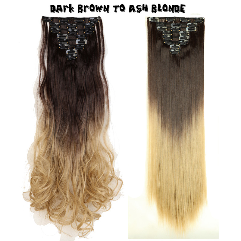 Mega Thick 18Clips Clip in Full Head Hair Extensions Extension As Human ...