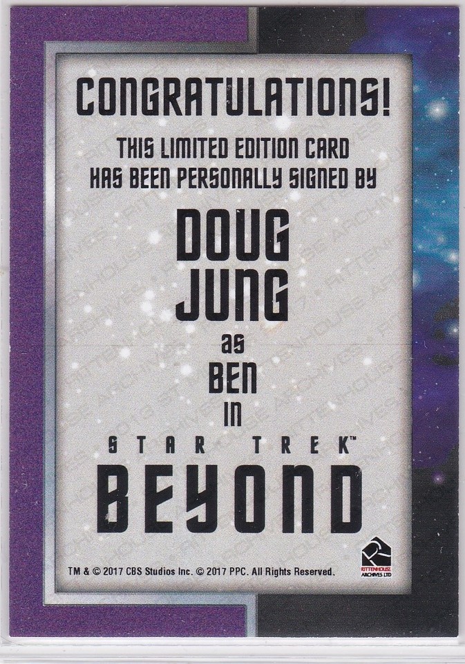 STAR TREK BEYOND MOVIE DOUG JUNG AS BEN AUTOGRAPH BEYOND CLASSIC MOVIE ...