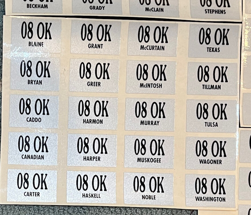 OKLAHOMA COUNTY license plate MONTH STICKERS - PICK ONE Cimarron Harmon ...