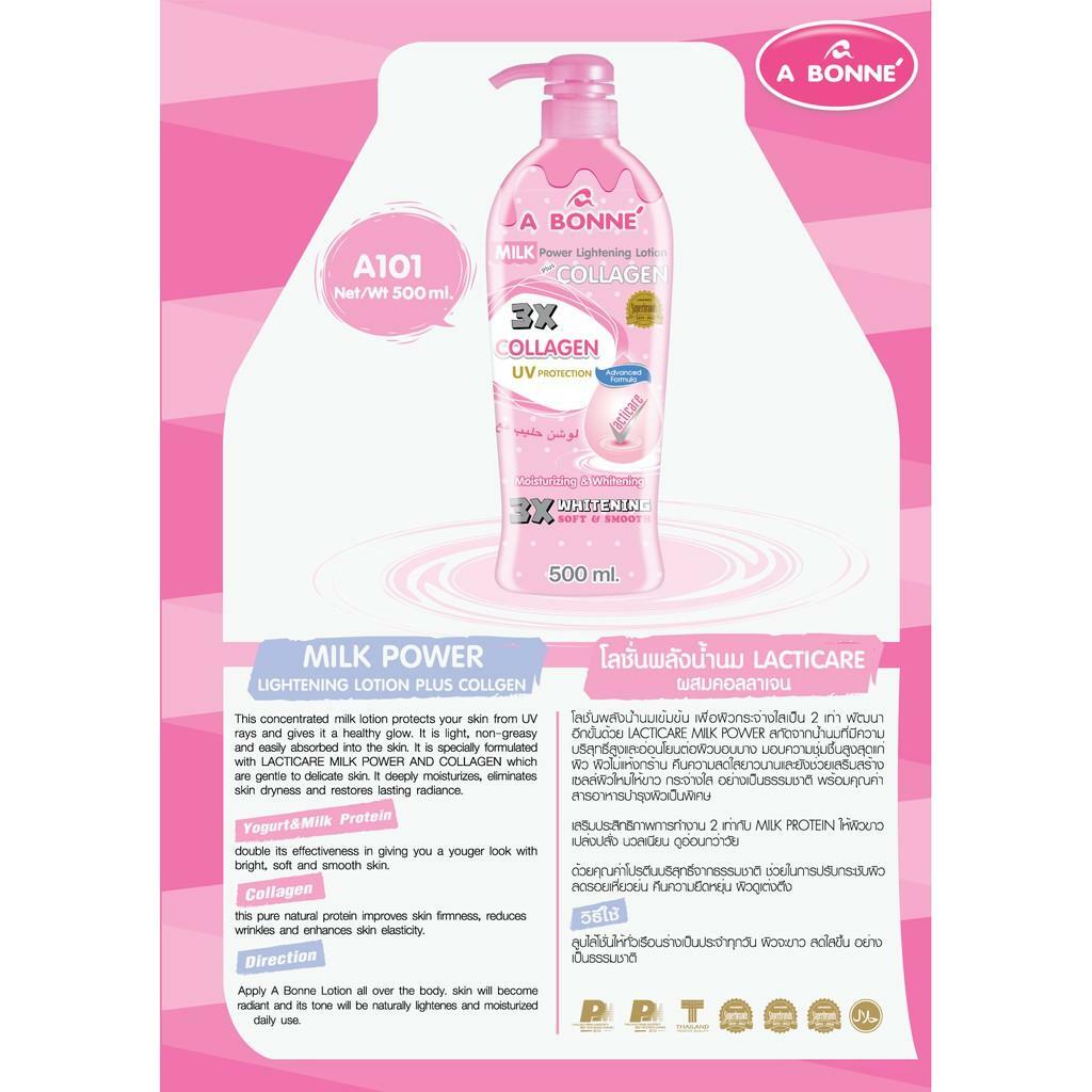 A Bonne Milk Power Plus Collagen 500ml x2 + Milk Whip Shower Cream 450 ...