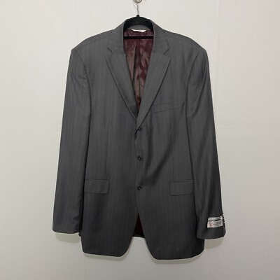 Gino Valentino 3 BTN Jacket Wool Silk Blend Gray Striped NWT Blazer ...
