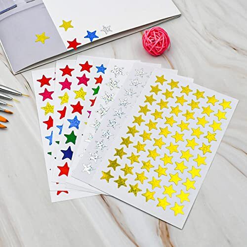 3000 Count Foil Star Stickers for Kids Reward 60 Sheets Small Self ...