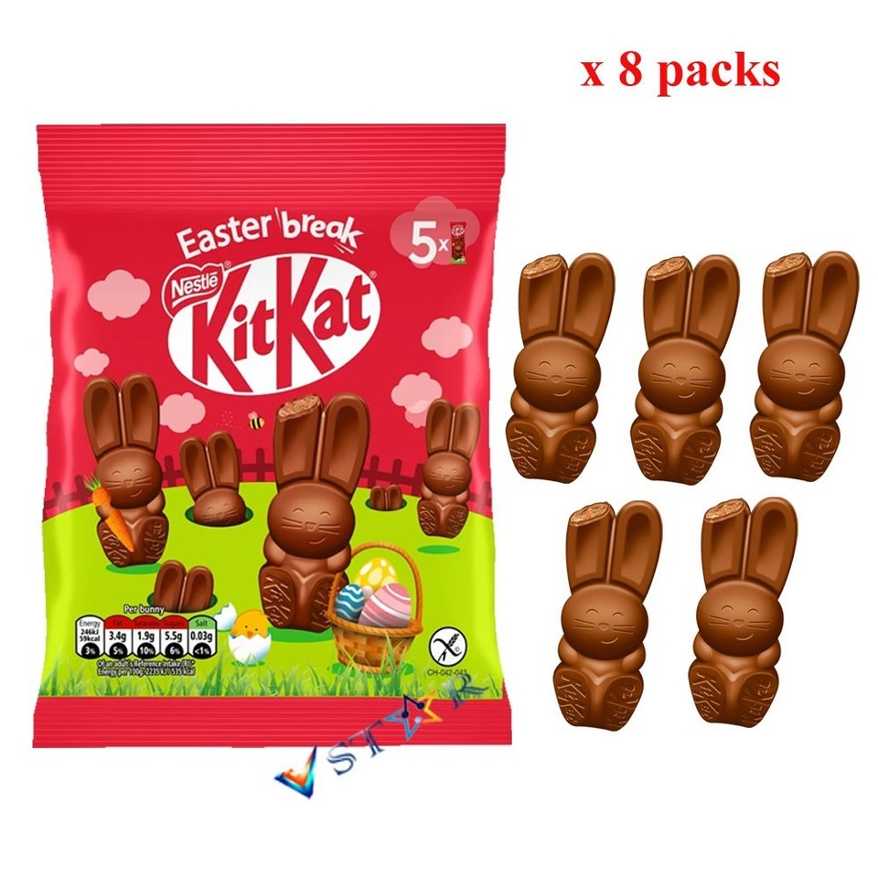 Kit Kat Bunny Milk Chocolate With a Crispy Wafer Easter Sharing Bag 55g ...