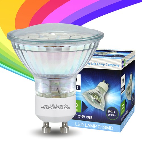 3w LED GU10 Automatic Colour Change Red Green Blue RGB Light Bulb | eBay