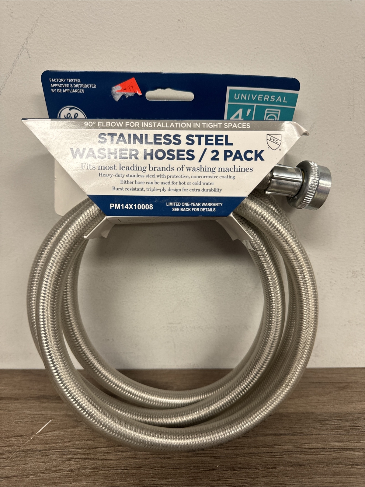 GE Appliances 4 ft. Universal Stainless Steel Washer Hoses - Silver for ...
